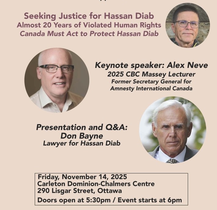 Seeking Justice for Hassan Diab – Public Event in Ottawa, November 14 ...